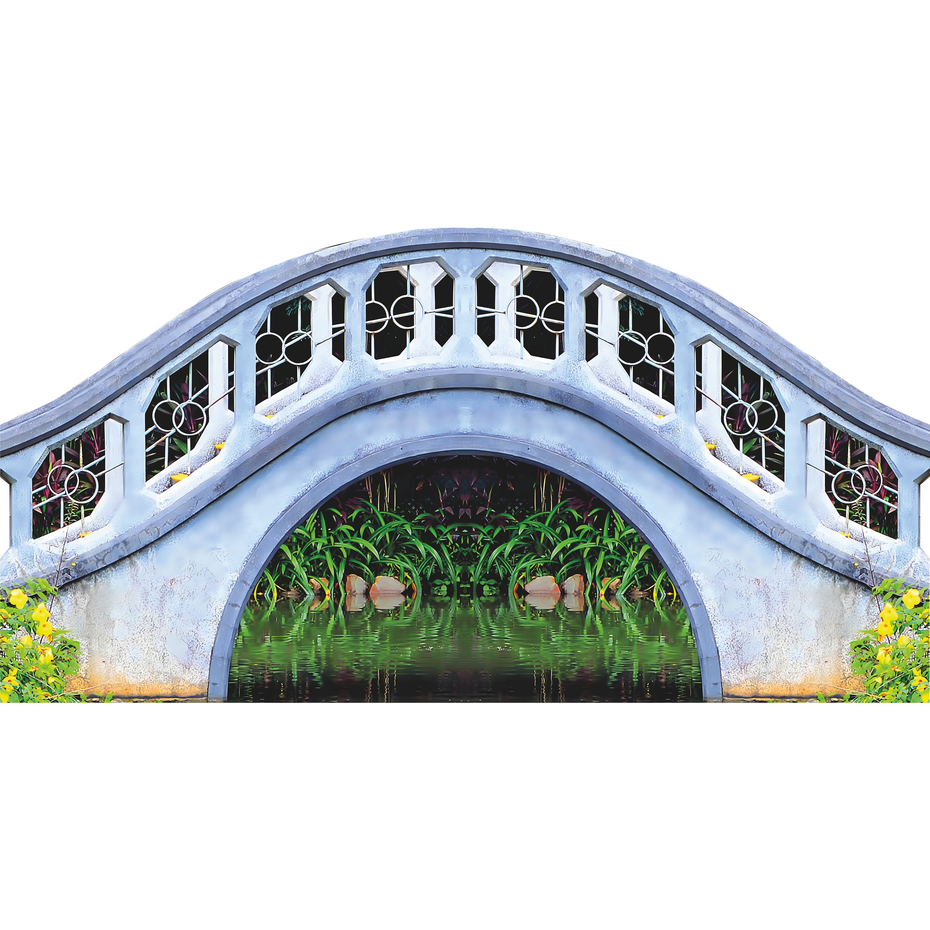 Zen Garden Arch Bridge Bush Pond Water Prop Cardboard Cutout – Life ...