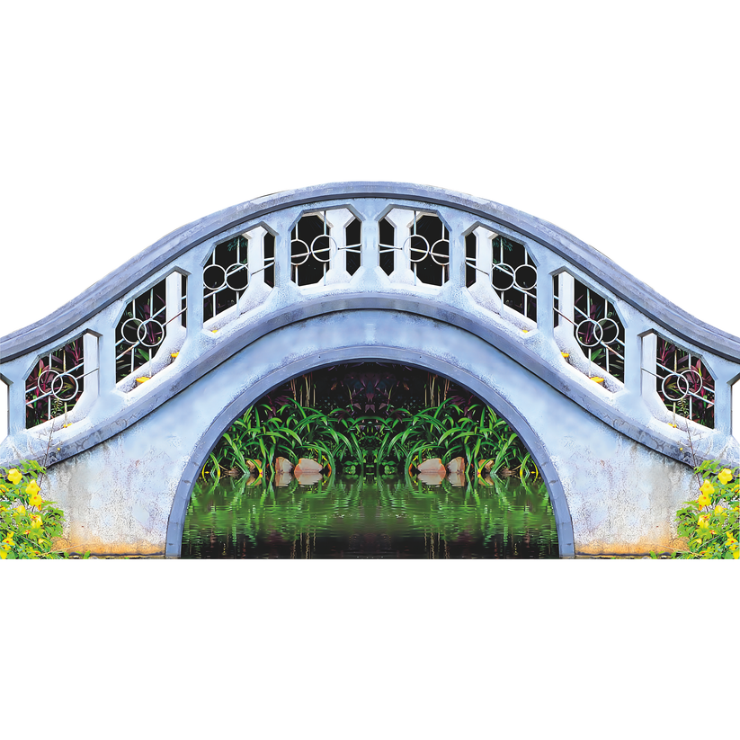 Zen Garden Arch Bridge Bush Pond Water Prop Cardboard Cutout – Life ...
