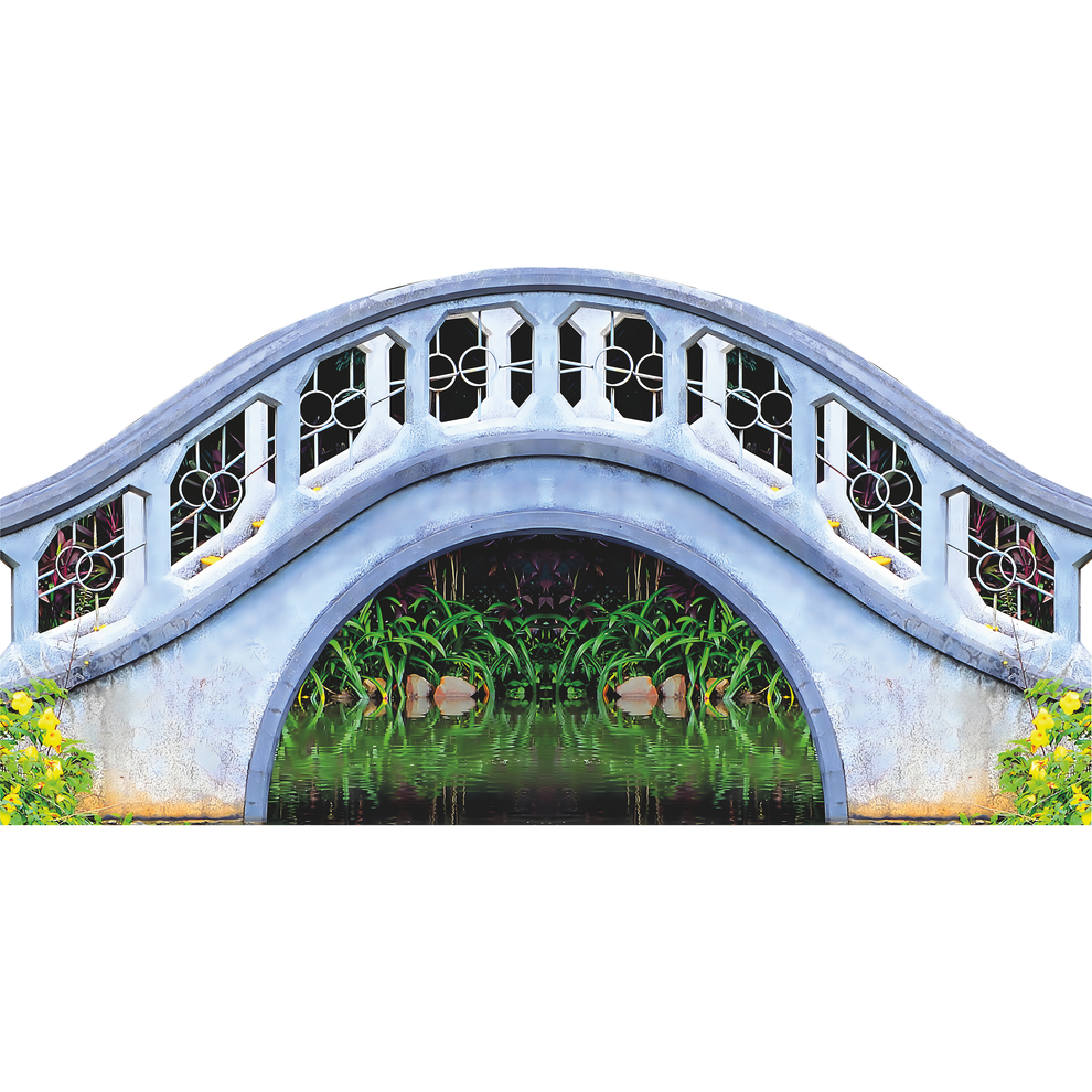Zen Garden Arch Bridge Bush Pond Water Prop Cardboard Cutout – Life ...