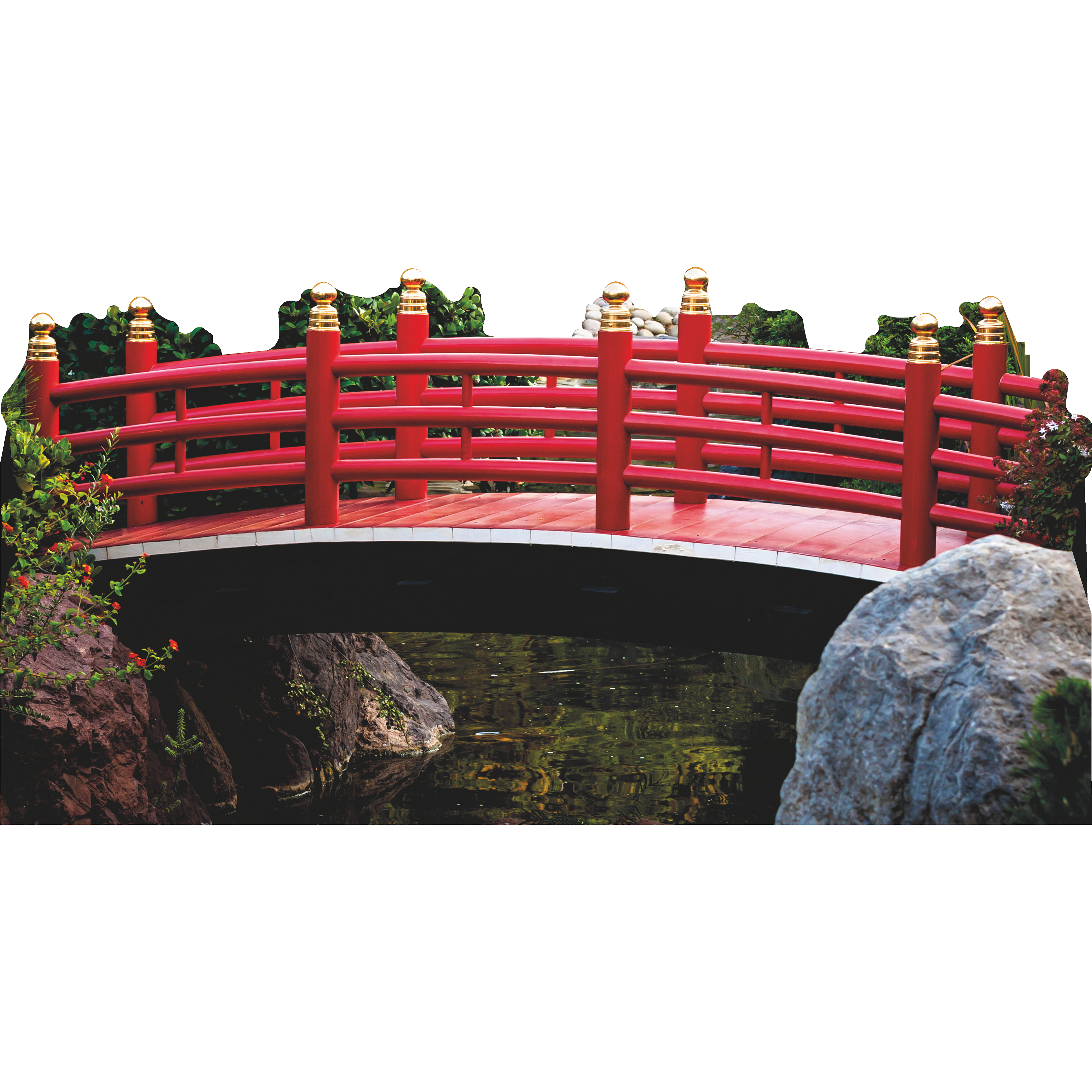 Red Japanese Garden Bridge Over Pond Cardboard Cutout – Life Size ...