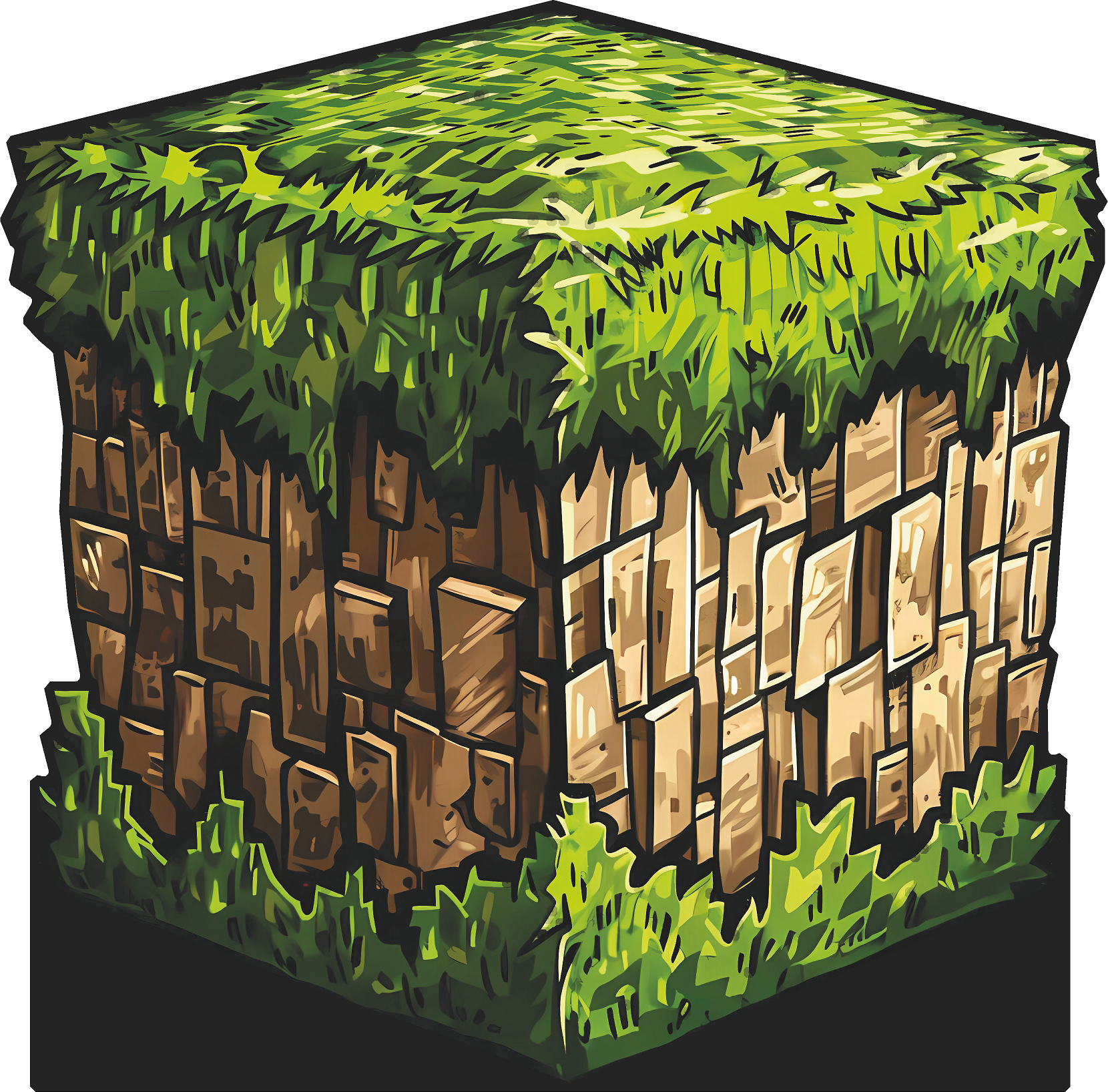 Video Game Gold Mine Crafting Pixel Block Cube Grass Block Cardboard ...
