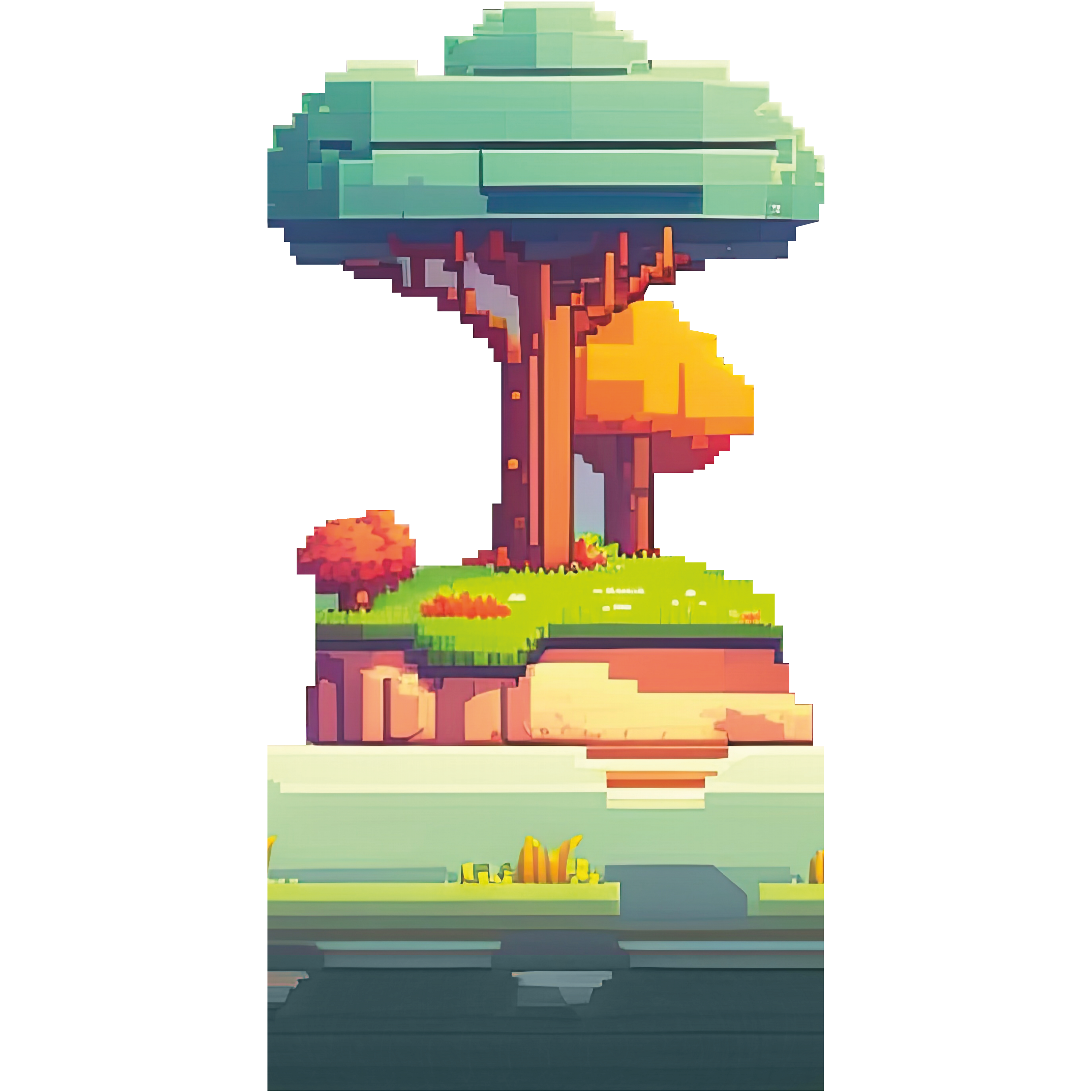 Video Game 8 Bit Say Gold Genesis Mine Pixel Crafting Tree Cardboard ...