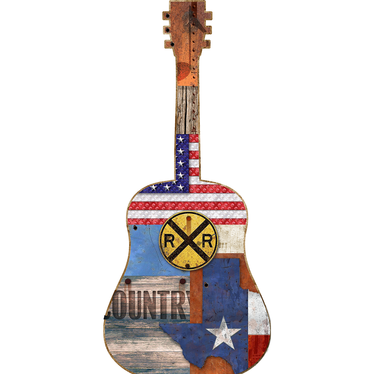 Texas Country Music Guitar Rustic Cardboard Cutout – Life Size Custom ...