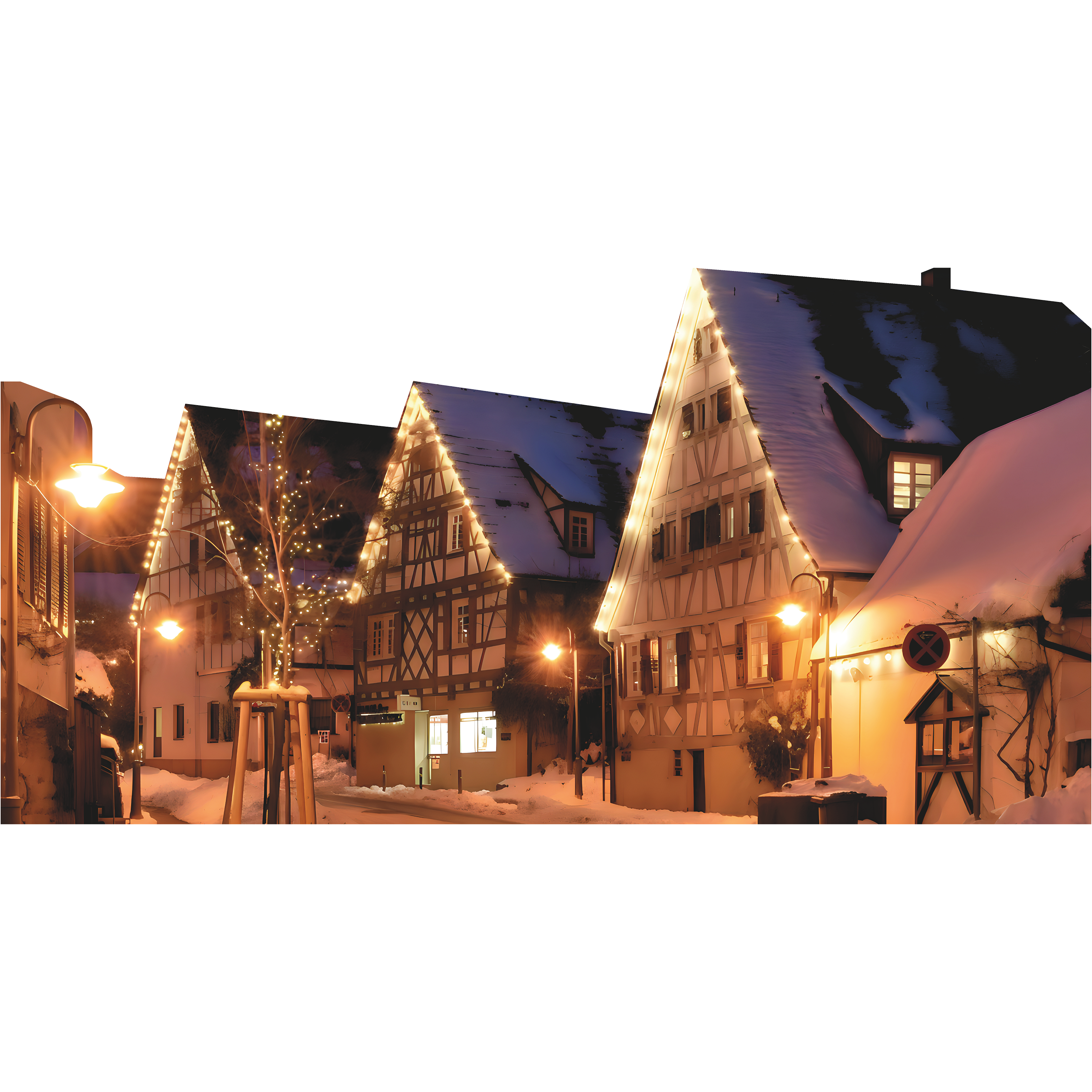 German Christmas Village Snow Winter Town Lights Cardboard Cutout ...