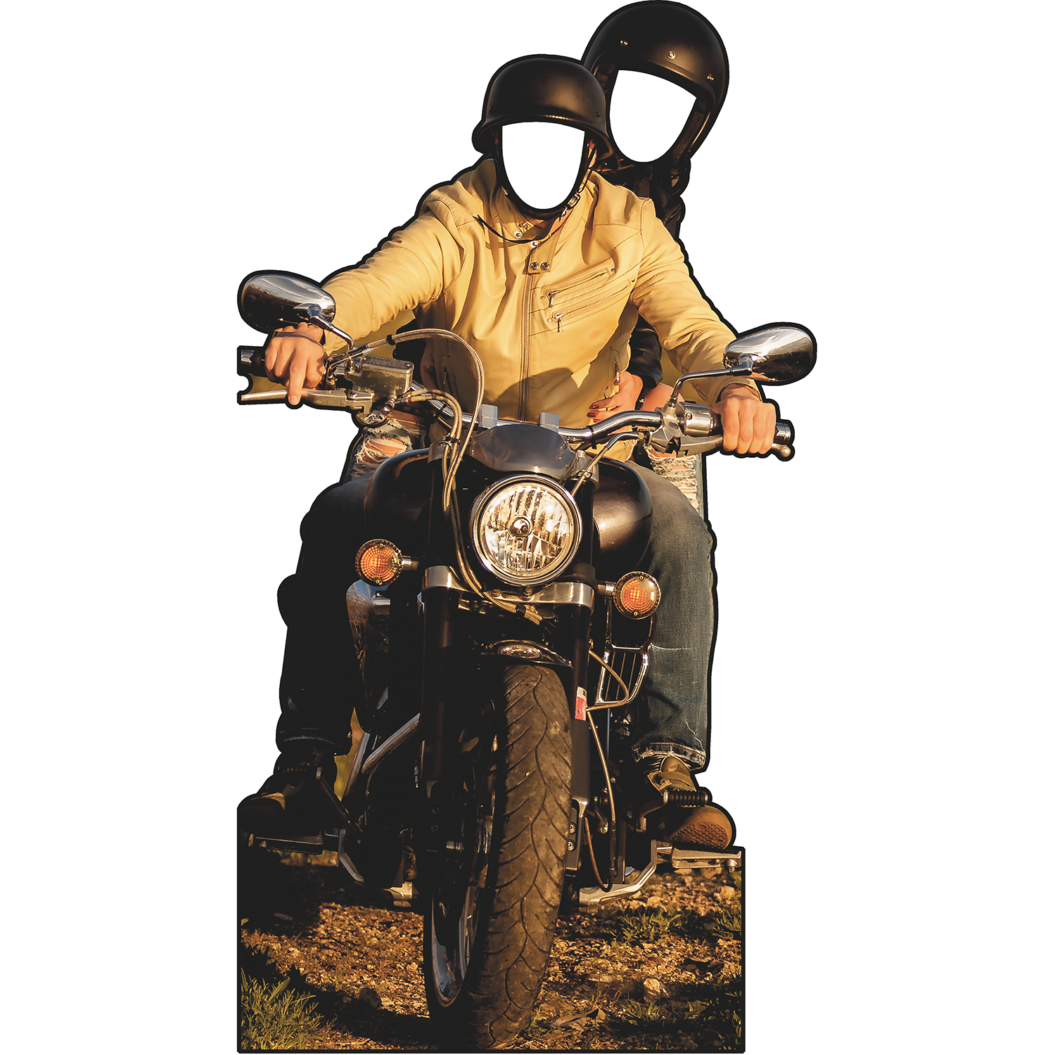 Motorcycle Couple Stand In Cardboard Cutout – Life Size Custom Cutouts