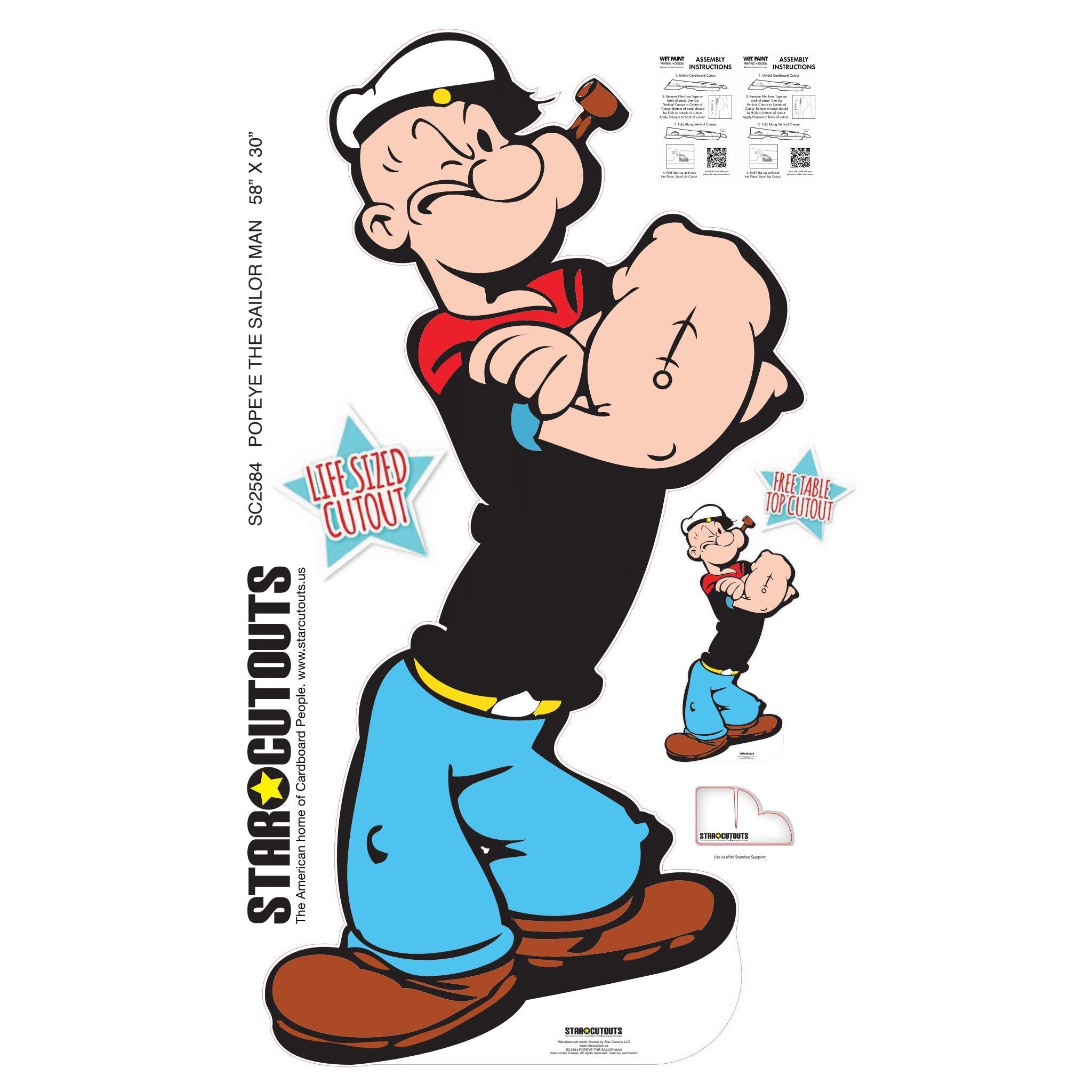 Popeye the Sailor man Cardboard Cutout – Life Size Custom Cutouts